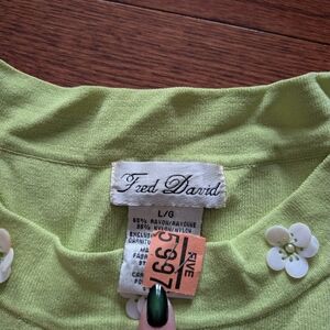 Fred David | Tops | Fred David Light Green Top With Floral Details ...